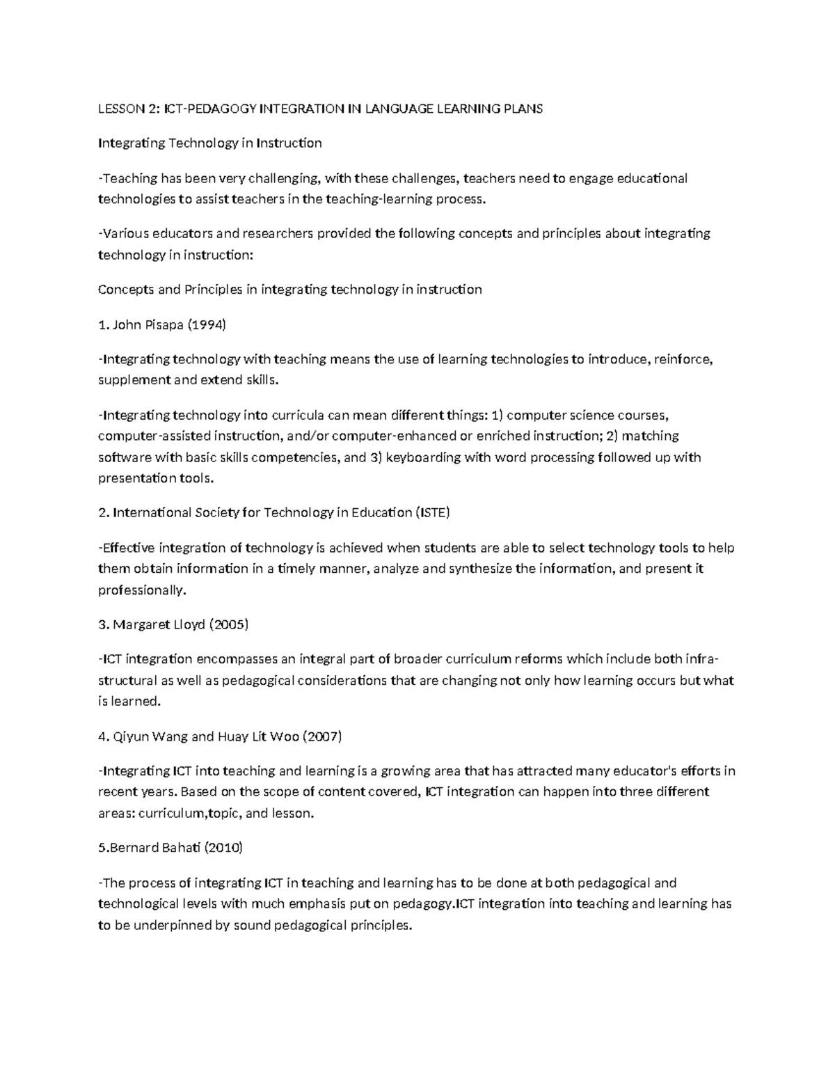 TTL2 - Lesson 2: ICT-Pedagogy Integration in Language Learning Plans ...