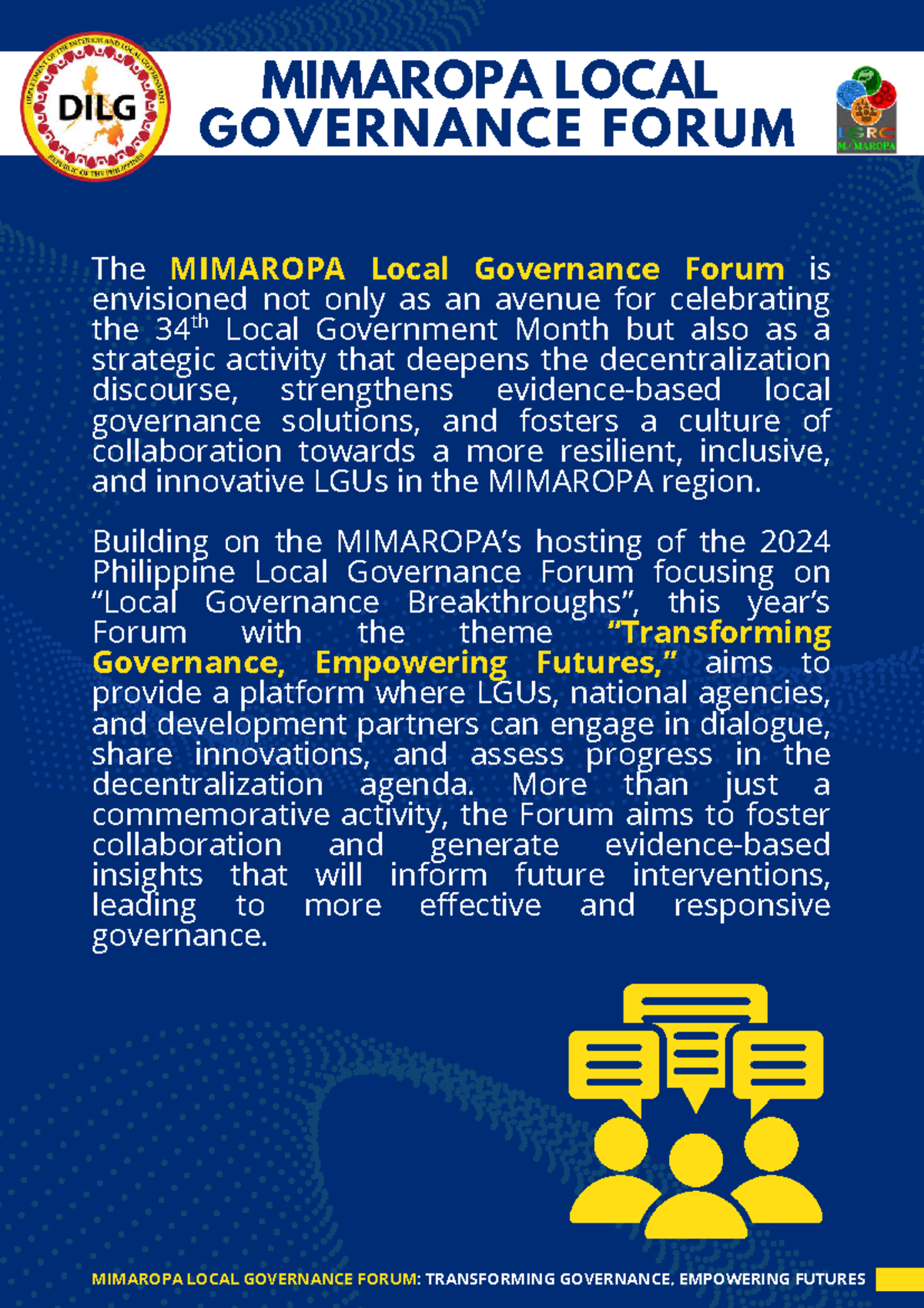 MIMAROPA LOCAL GOVERNANCE FORUM: BRIEFER & PROGRAM FLOW - Studocu