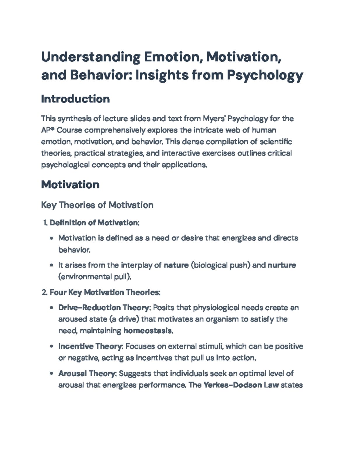 Understanding Emotion, Motivation, and Behavior: Insights from AP Psych ...