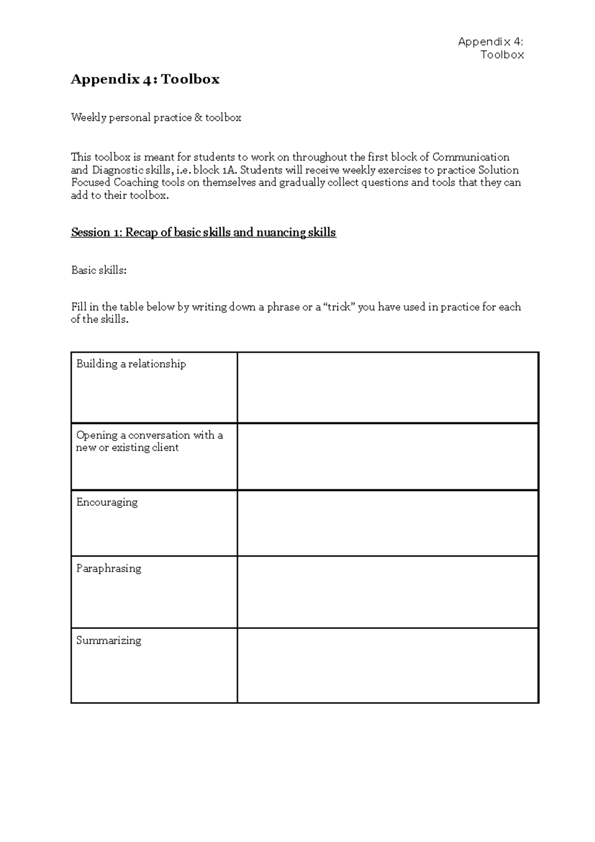 Student Toolbox for Communication & Diagnostic Skills (Block 1A) - Studocu