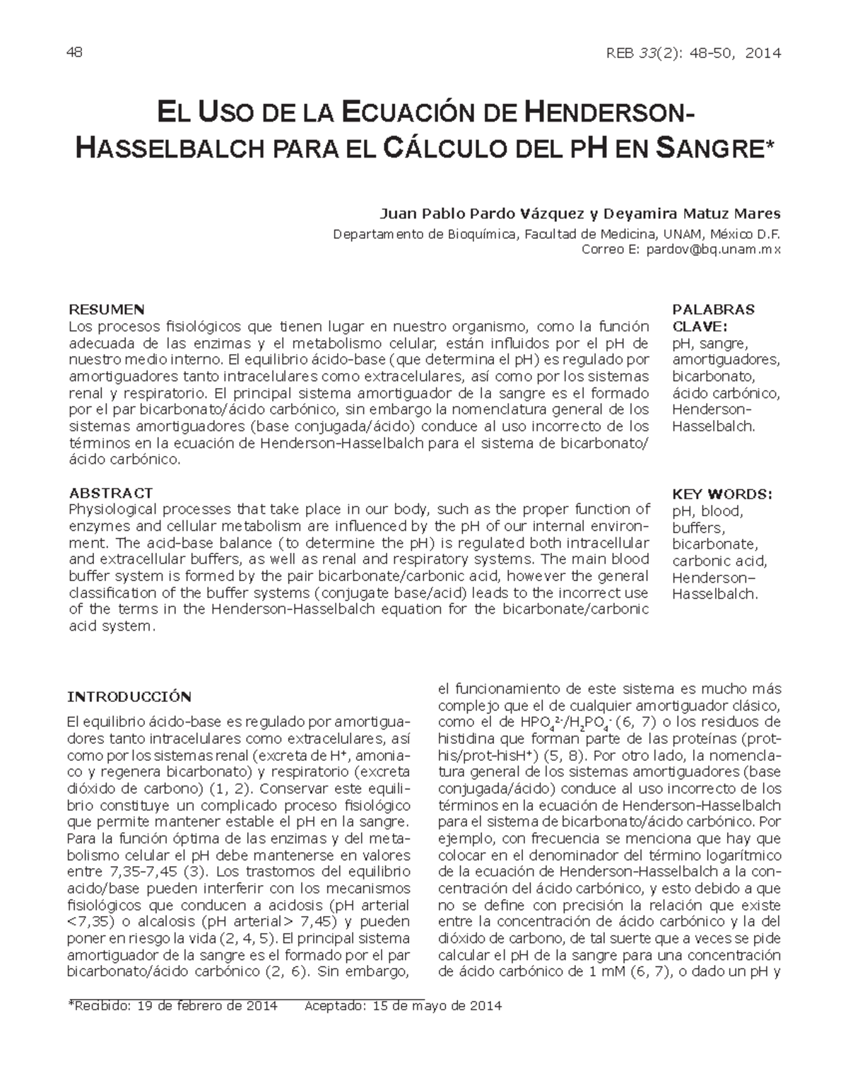Ecuación de Henderson-Hasselbalch en la bioquímica clínica 1234 - 48 ...