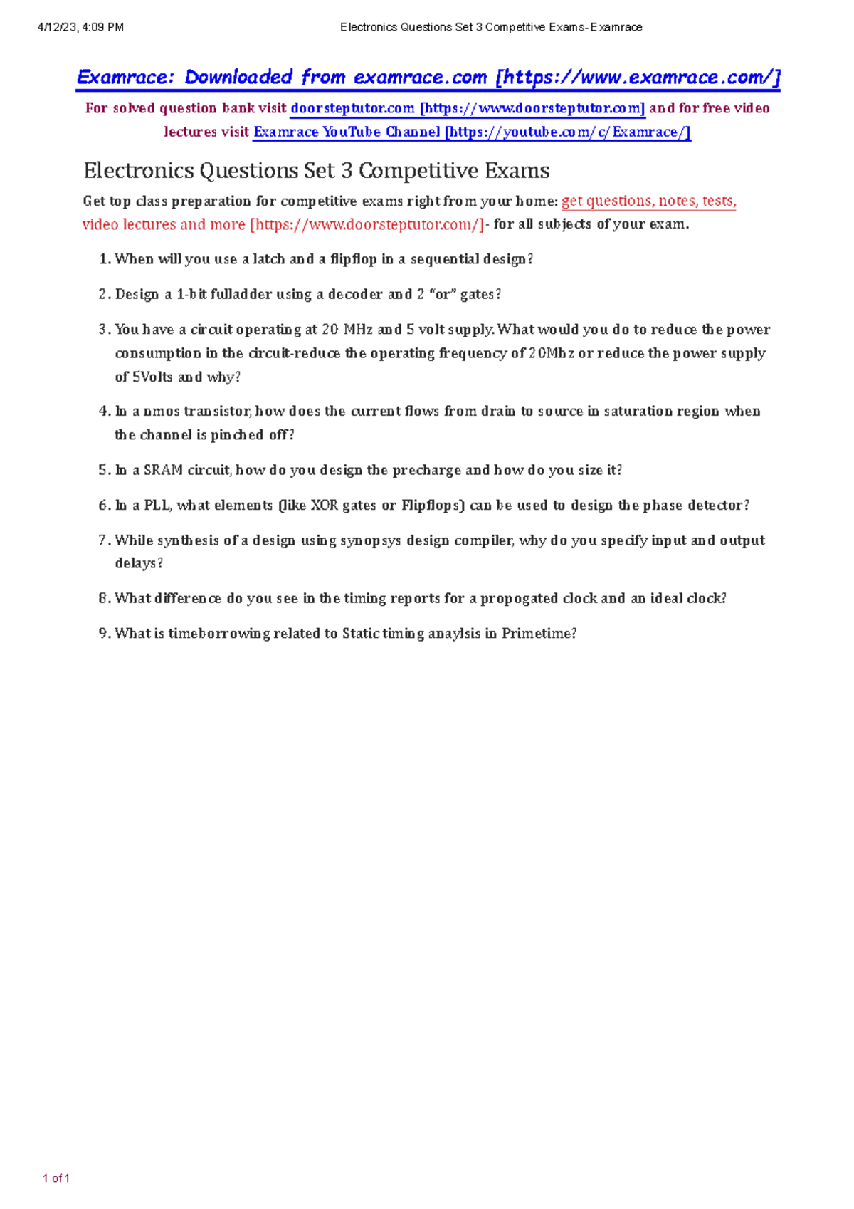 Electronics Sample Questions III - 4/12/23, 4:09 PM Electronics ...