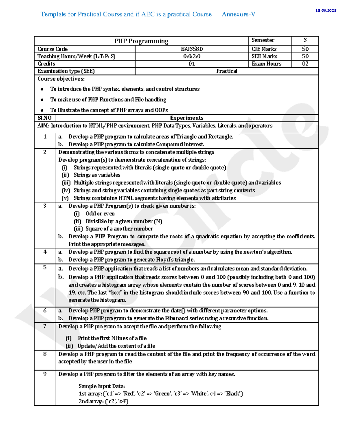 BAI358D Practical Course Template for PHP Programming - Studocu