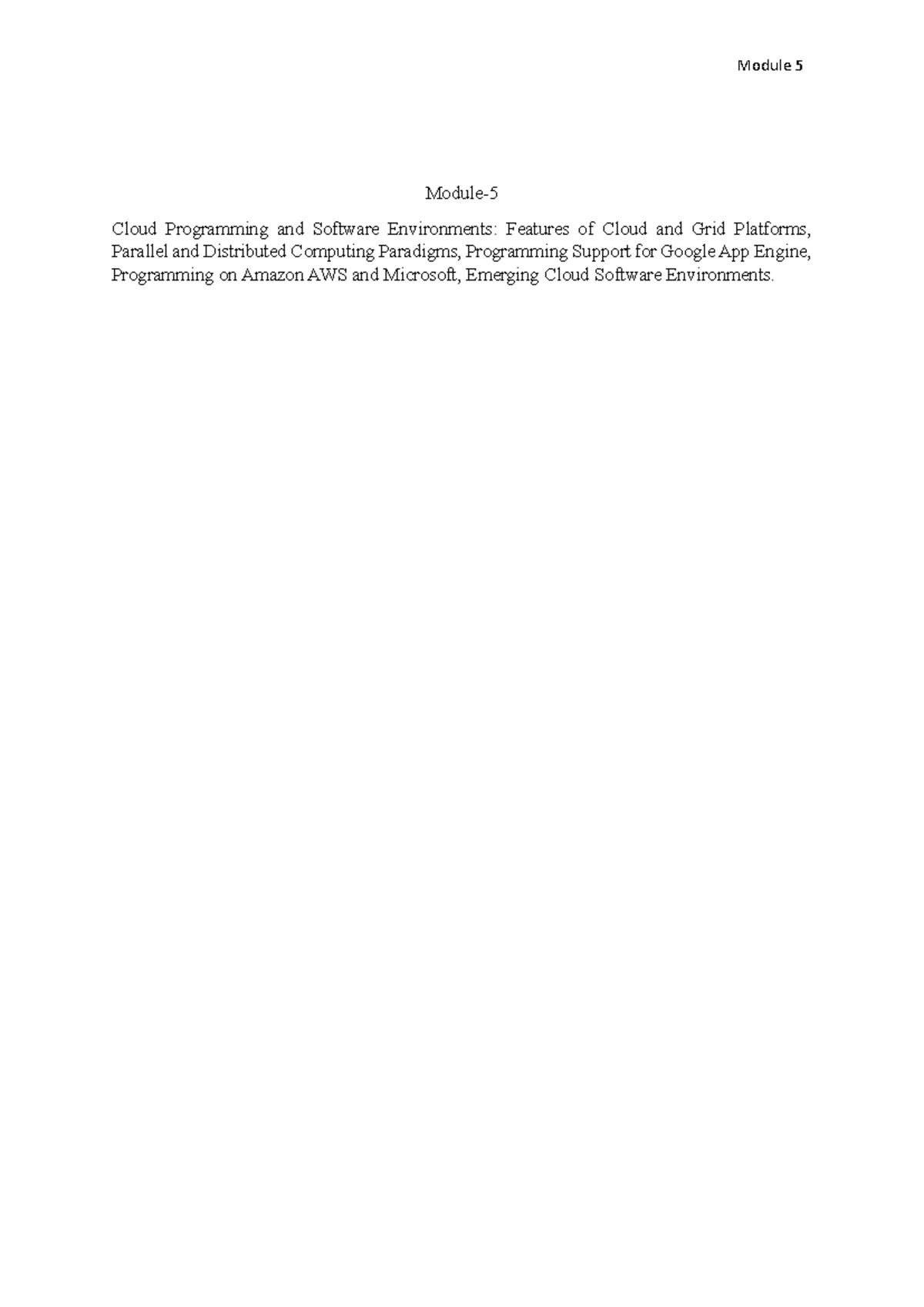 Module 5: Cloud Programming & Software Environments Overview - Studocu
