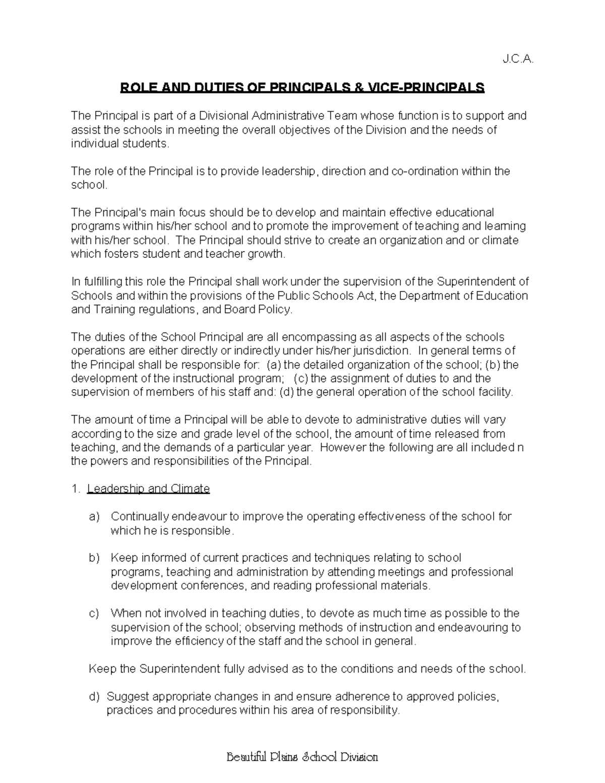 Roles and Responsibilities of School Principals and Vice-Principals ...