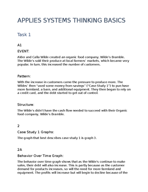 WMM1 TASK1 - task 1 - WMM1 TASK1: Applies Systems Thinking Basics Case Study 1: Wilde’s Bramble ...