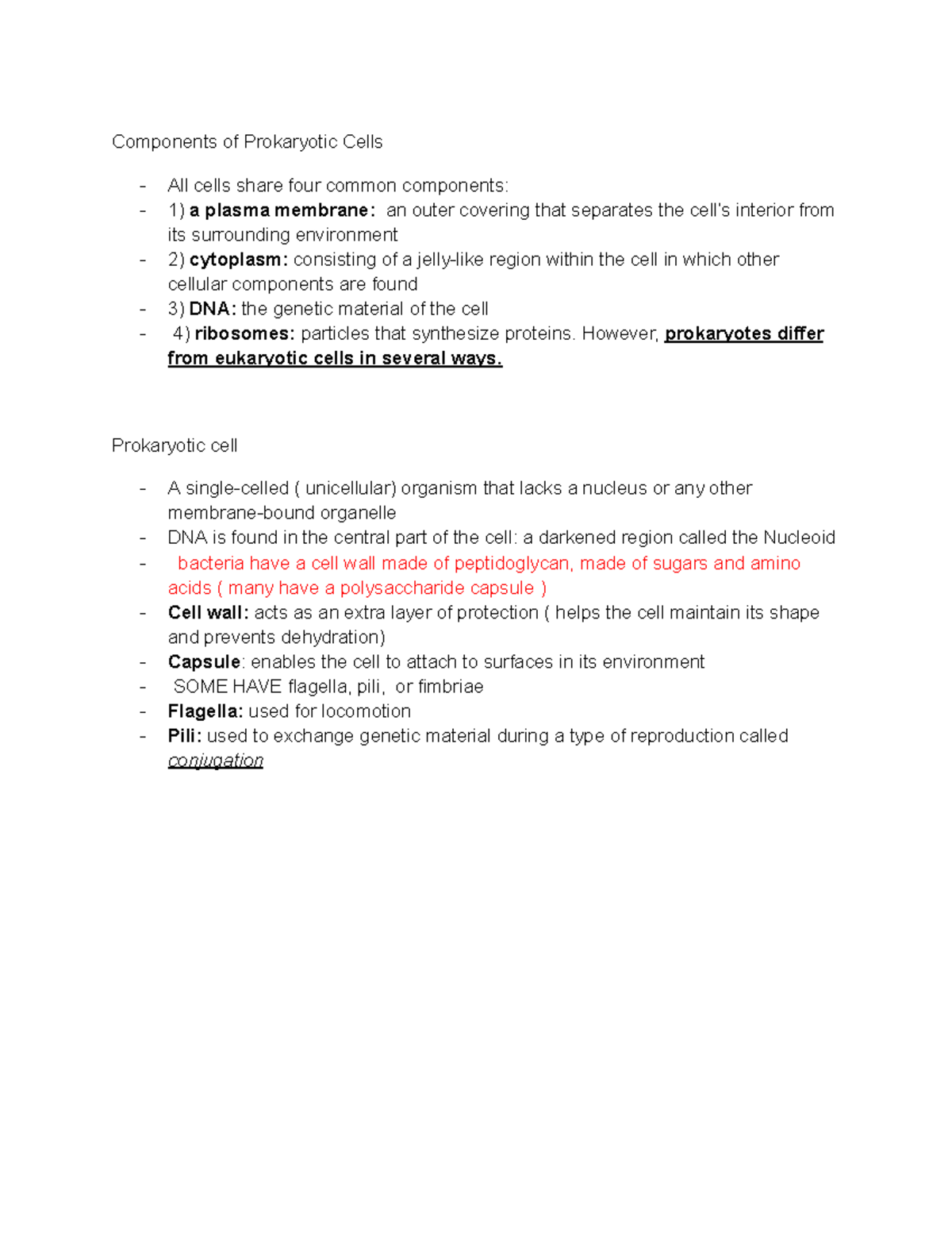 Prokaryotic Cells: Structure & Function vs Eukaryotes (Bio 101) - Studocu