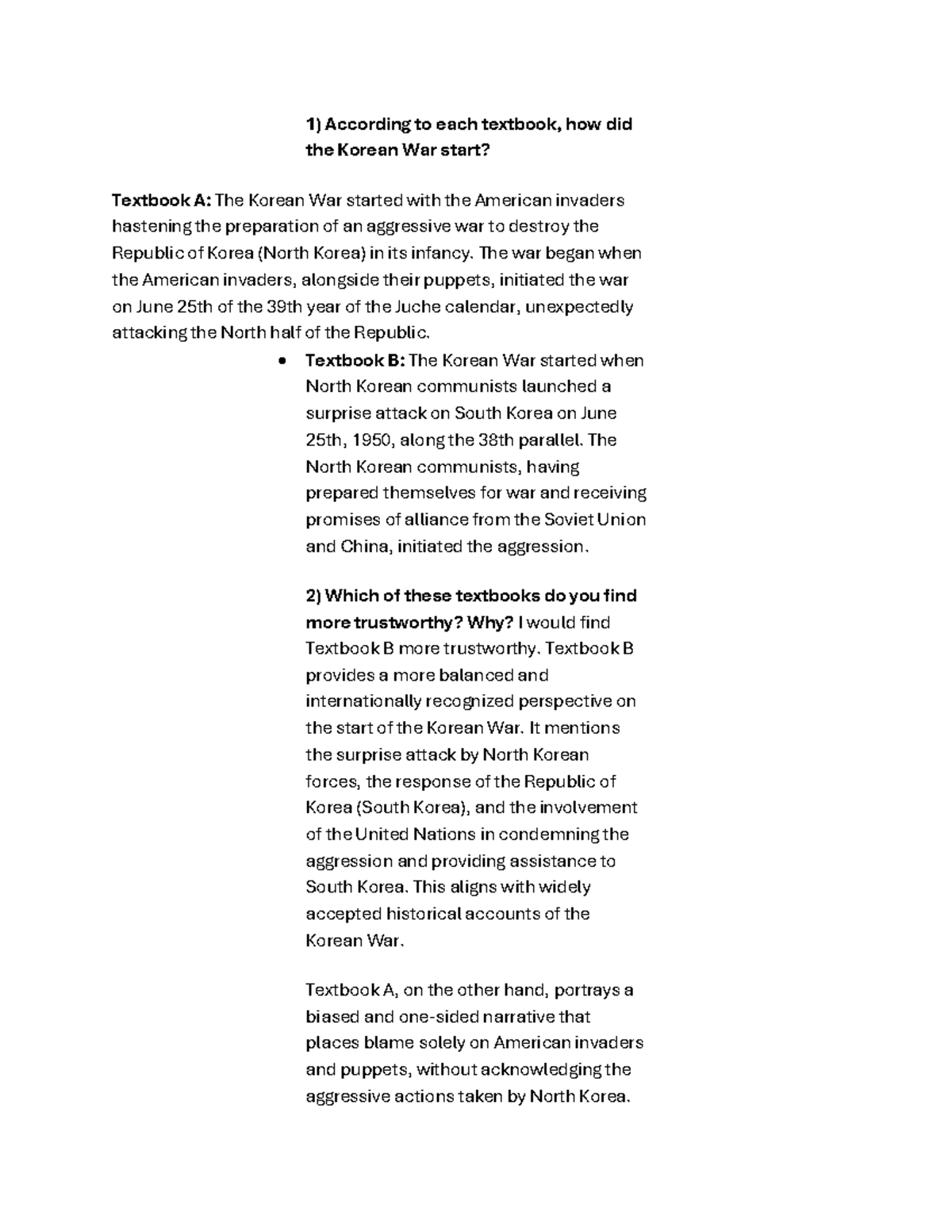 Korean War Analysis: Trustworthy Sources & Perspectives (Hist 101 ...