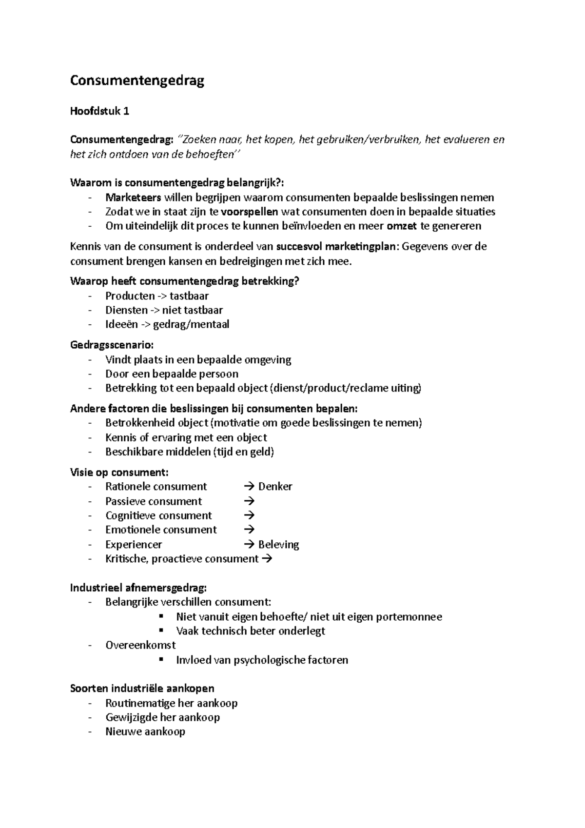Consumentengedrag: Overzicht van Hoofdstukken en Kernconcepten - Studeersnel