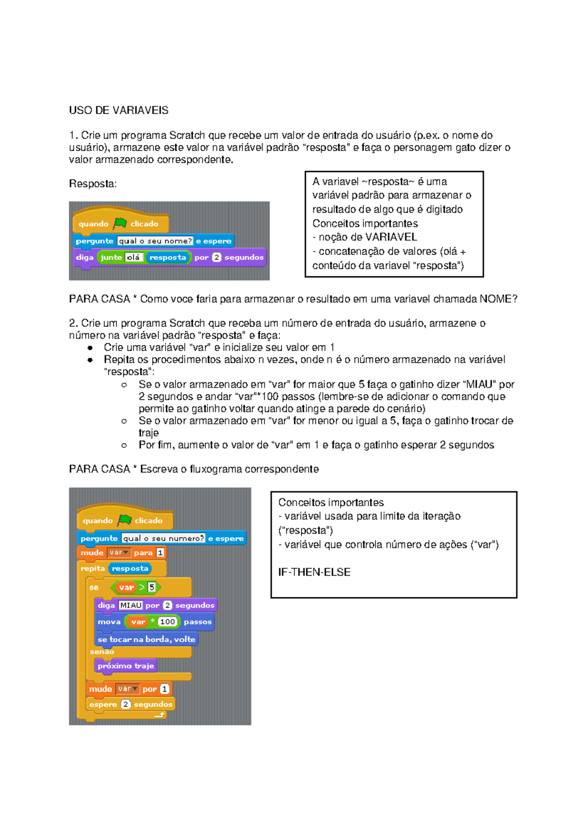 Scratch-Variaveis - Exercícios complementares de revisão | Unicamp Os ...