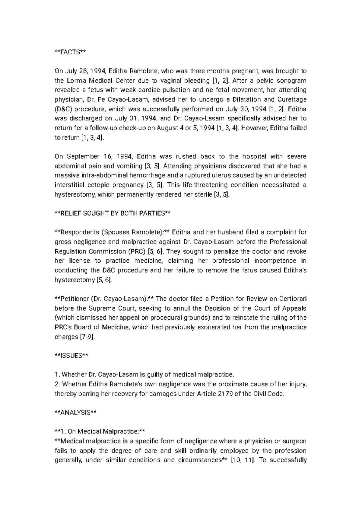 Case Study: Medical Malpractice and Negligence (Course Code: MED123 ...