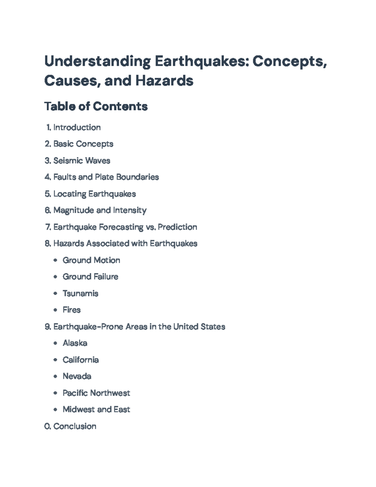 Comprehensive Study of Earthquakes: Concepts & Hazards (GEOL101) - Studocu