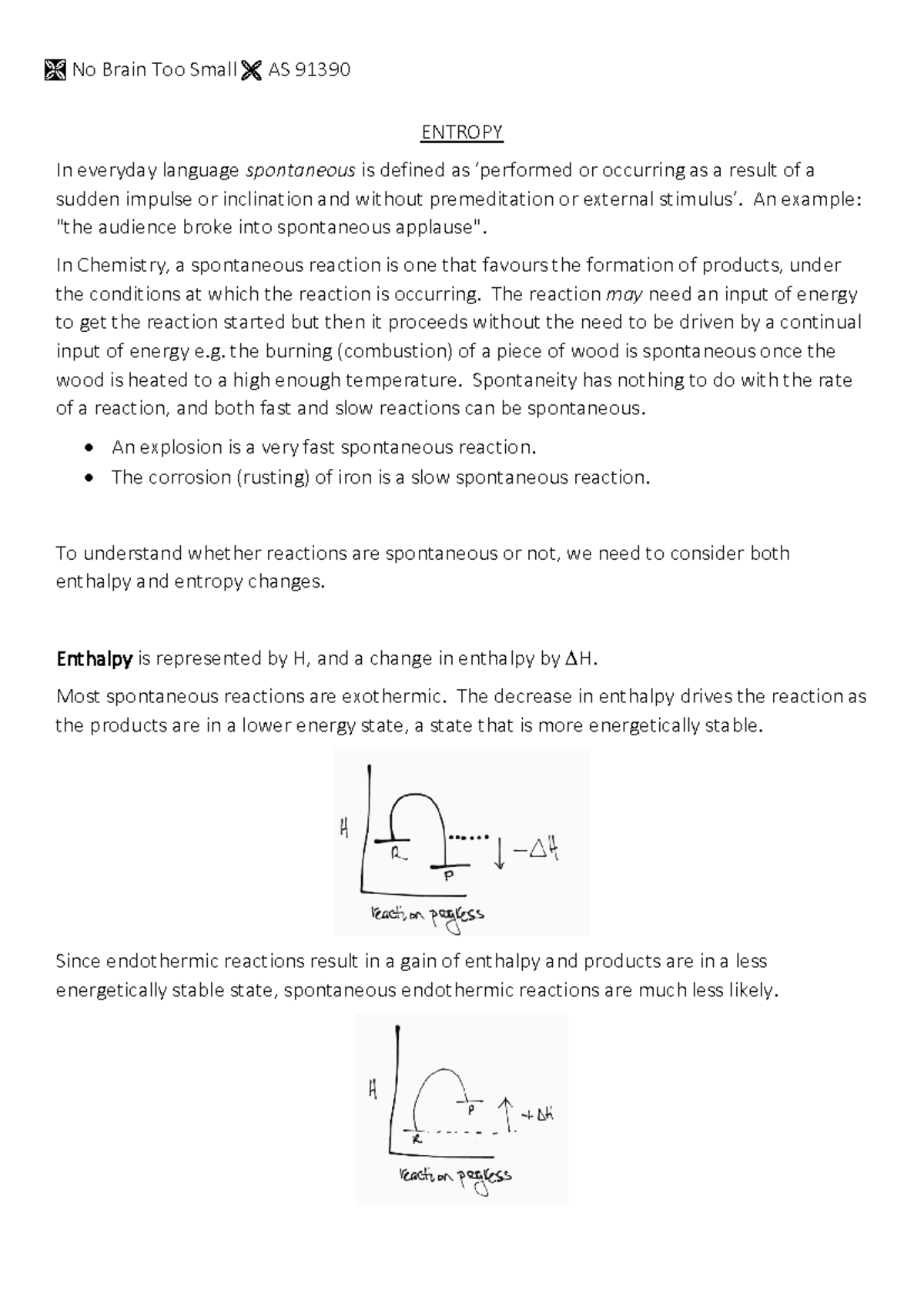 Entropy and Spontaneity: AS 91390 Overview and Key Concepts - Studocu