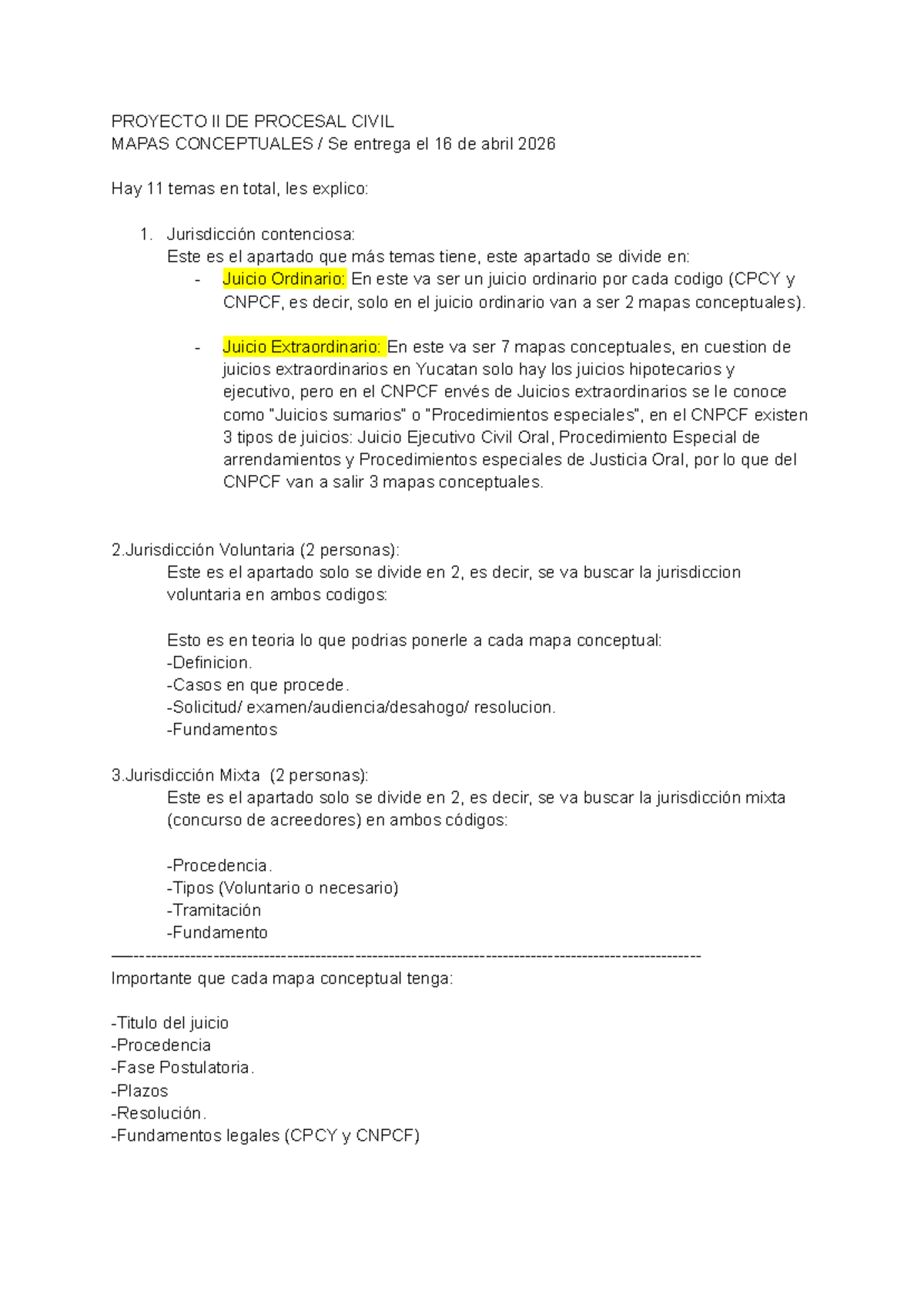 Proyecto II de Procesal Civil: Mapas Conceptuales y Temas Clave - Studocu