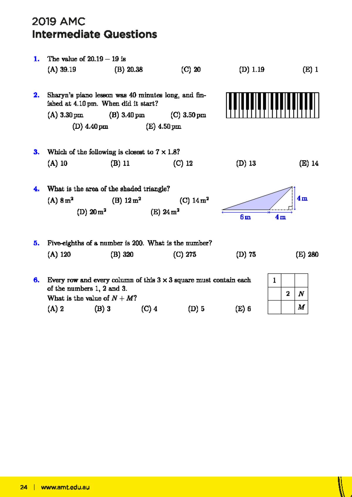 AMC 2019 Intermediate Questions: Practice Problems and Solutions - Studocu