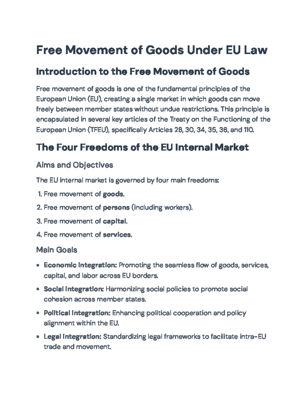 Free Movement of Goods Under EU Law: Articles and Implications - Free ...