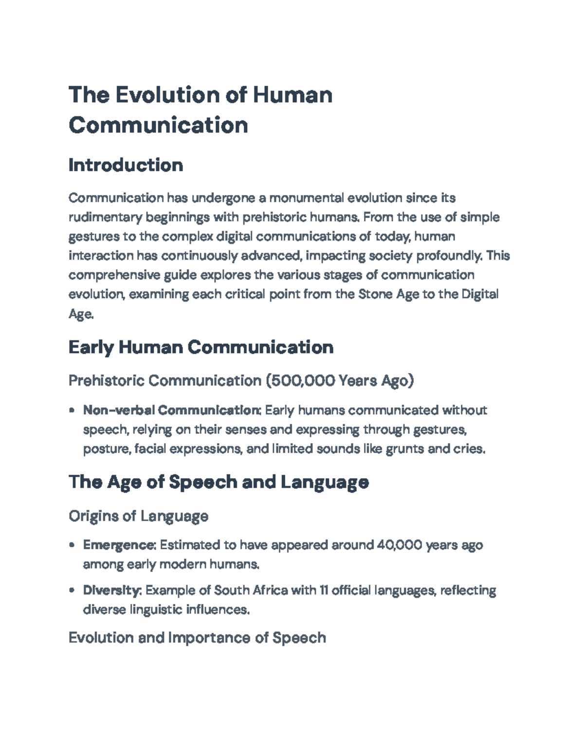 The Evolution of Human Communication: From Prehistoric Times to Today ...