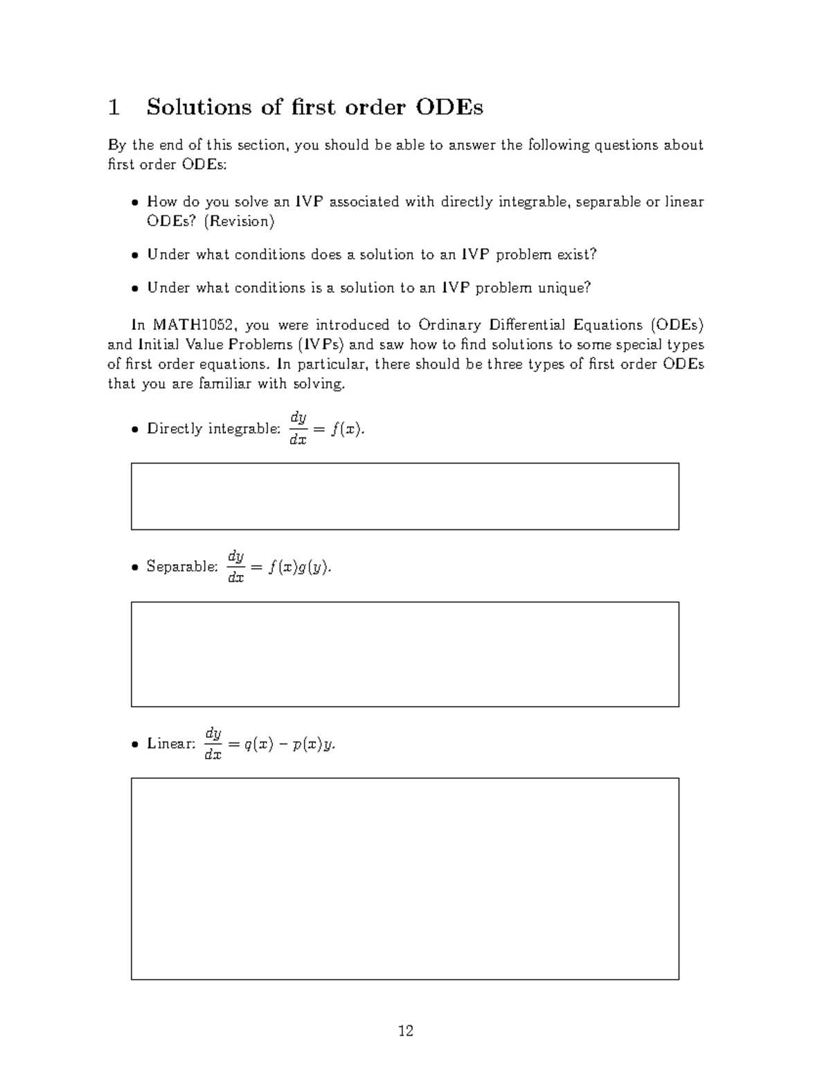 MATH2001 Workbook: Solutions to First Order ODEs and IVPs - Studocu