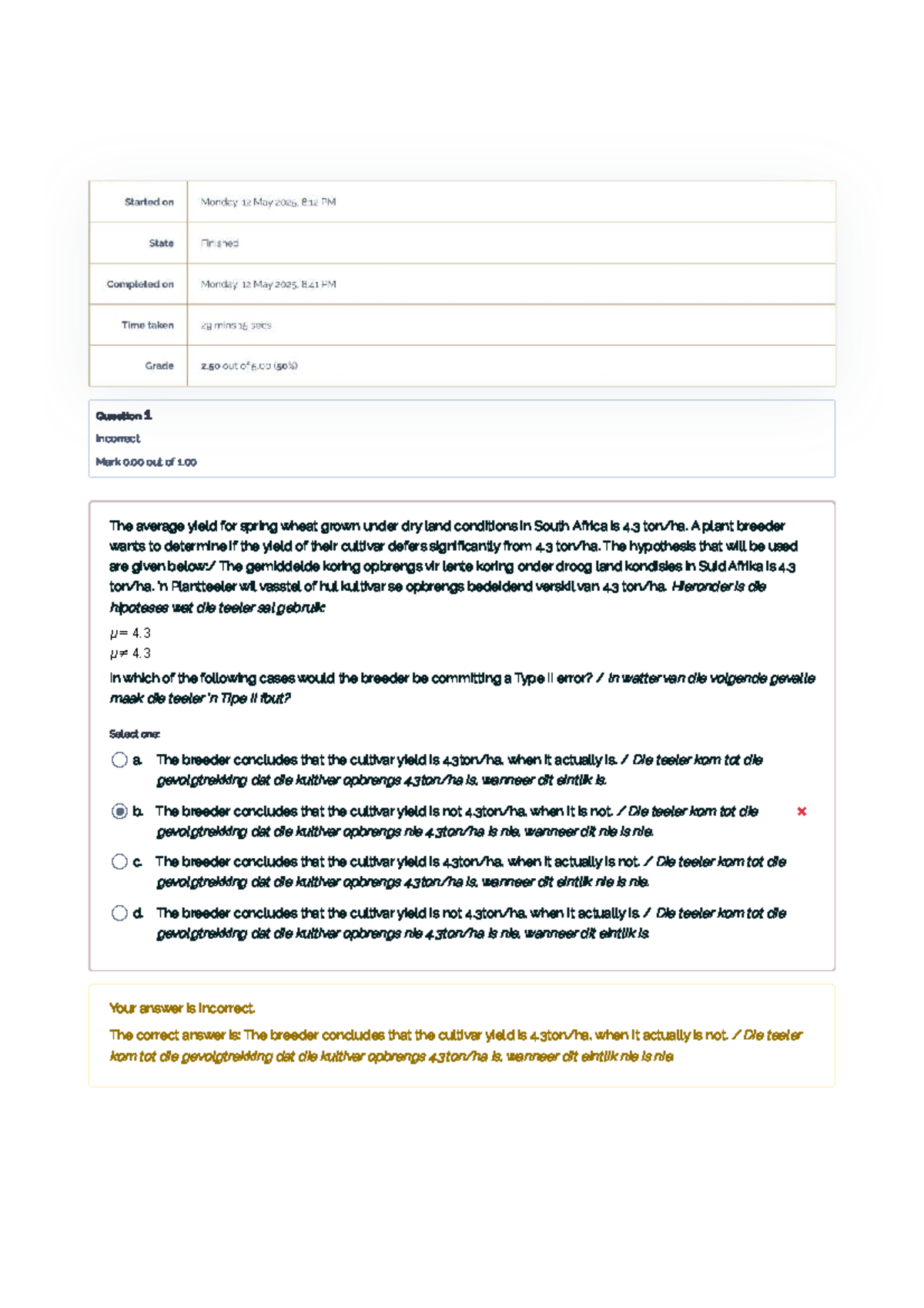 Tutorial Test 11: Hypothesis Testing and Errors Analysis - Studocu