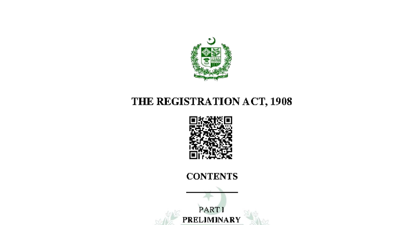 Registration Act, 1908: Comprehensive Study Notes for Exams - Studocu