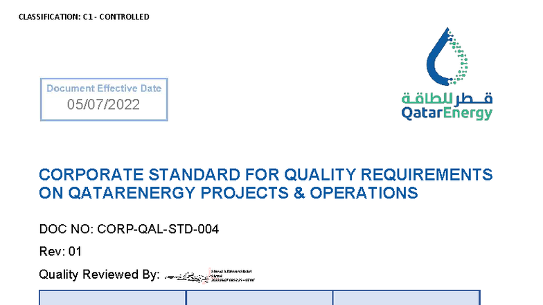 CORP-QAL-STD-004: Quality Requirements for QatarEnergy Projects ...
