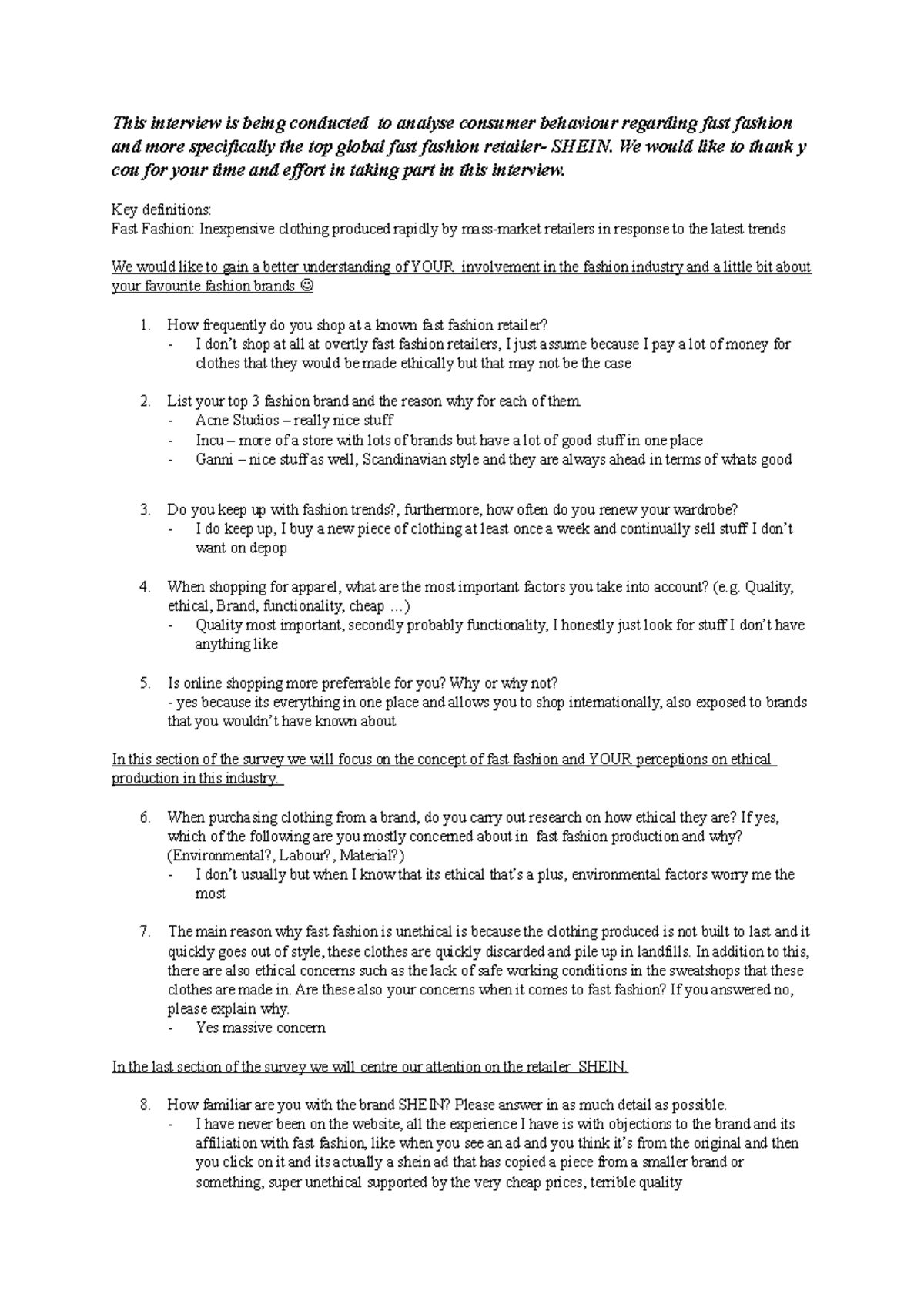 In-Depth Analysis of Consumer Behavior Towards SHEIN and Fast Fashion ...