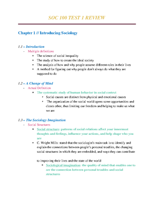 SOC100 - U of T - Introduction to Sociology - Studocu