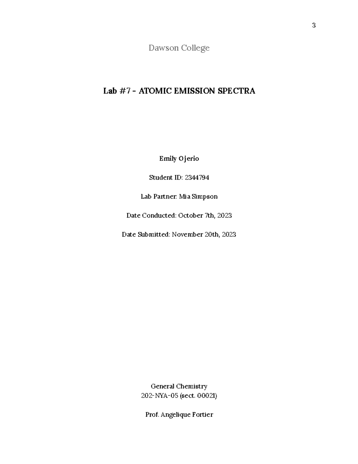 Lab #7 - Atomic Emission Spectra - Google Docs - ####### 3 Dawson ...
