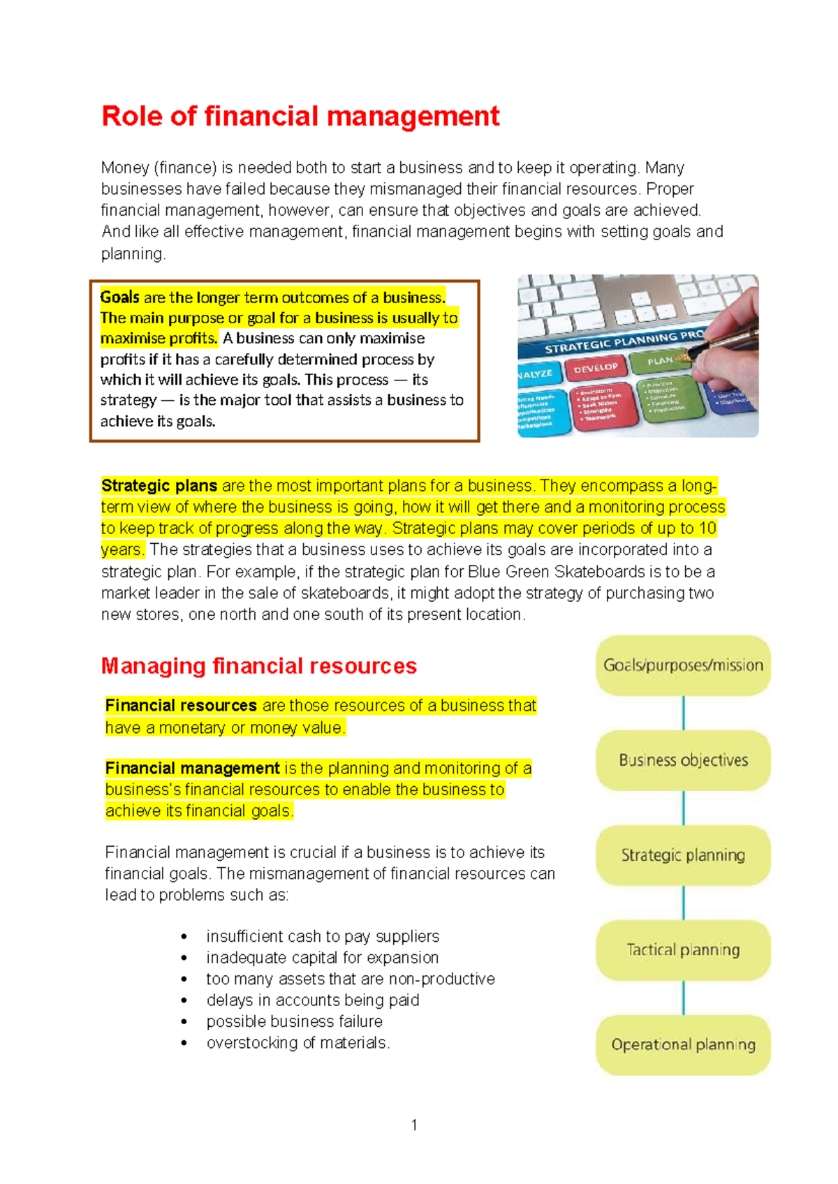 Role of Financial Management: Strategies for Success in Business - Studocu