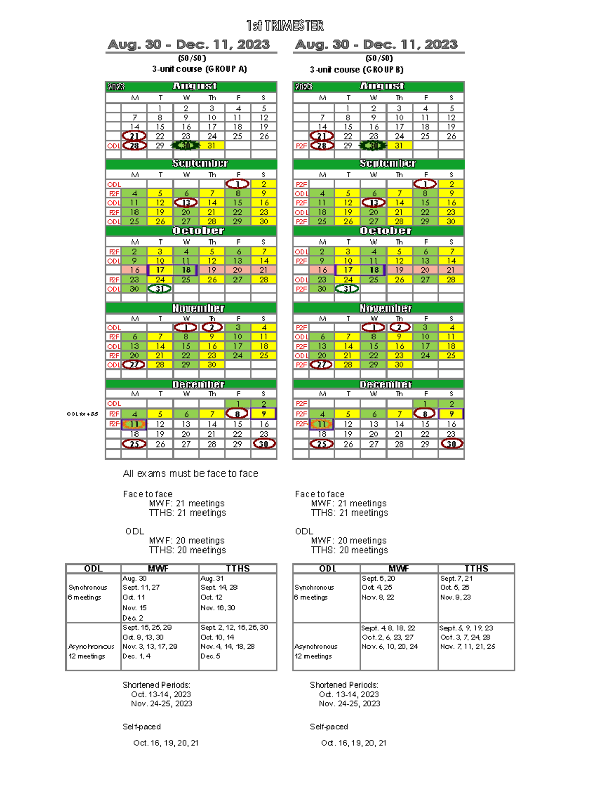 1st-tri-calendar - Why - 3-unit course (GROUP B) M T W Th F S M T W Th ...
