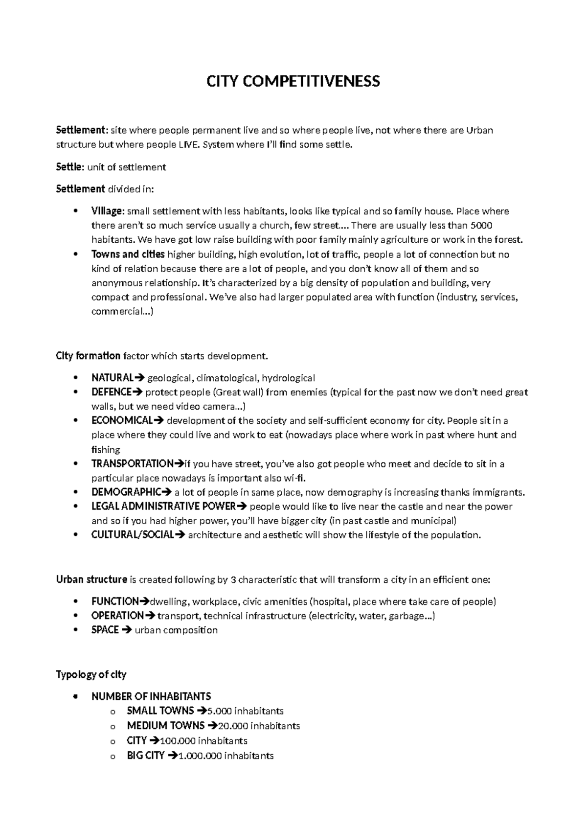 CITY COMPETITIVENESS: Understanding Urban Settlement Dynamics - Studocu