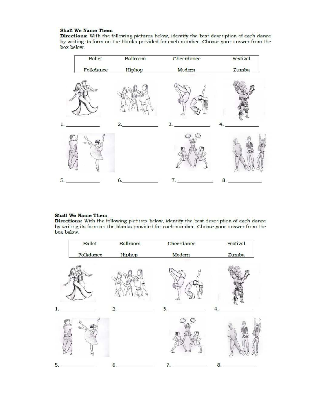 PE3 WW - Dance Forms Identification Activity - Studocu