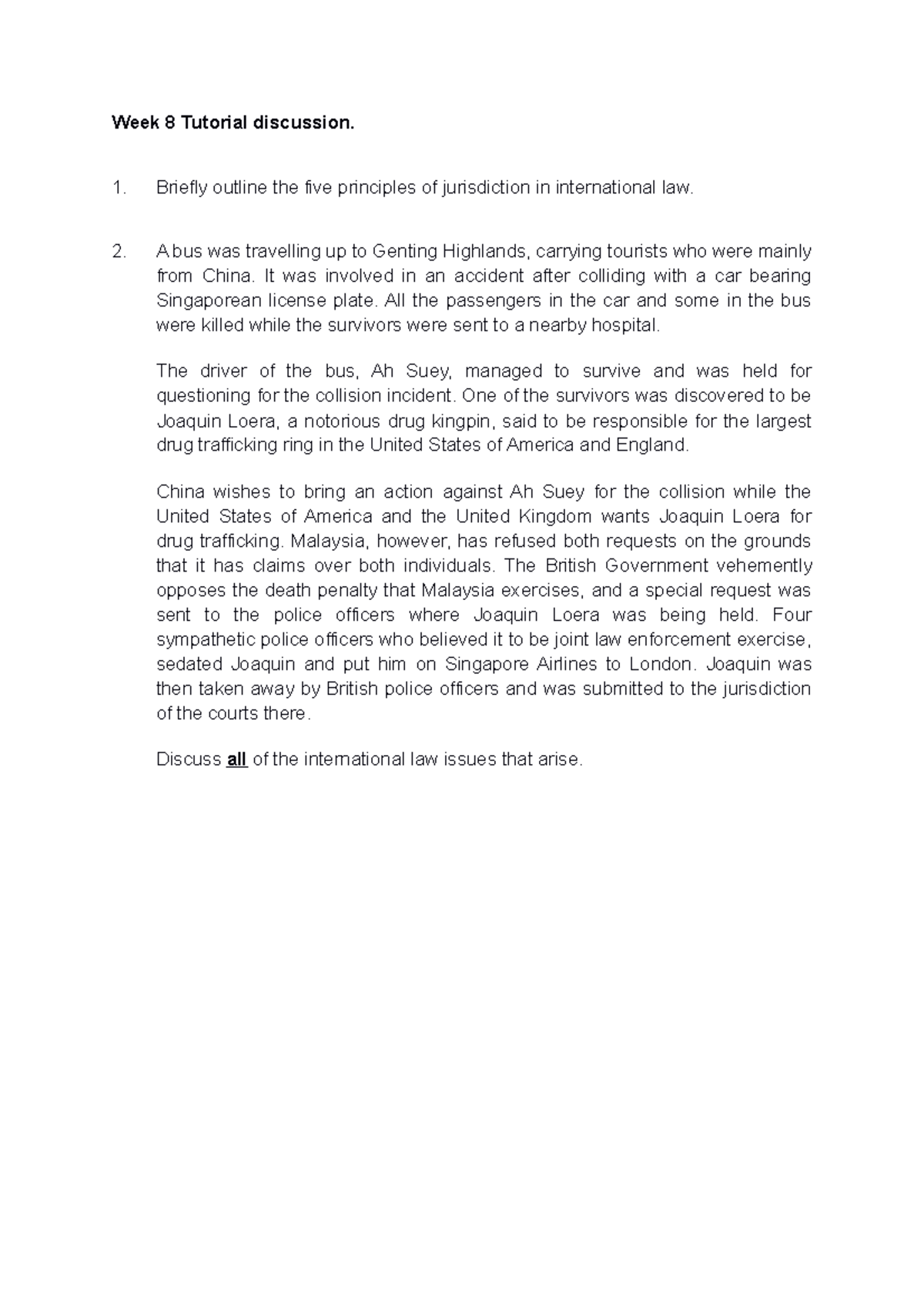 Week 8 Tutorial discussion - Week 8 Tutorial discussion. Briefly ...