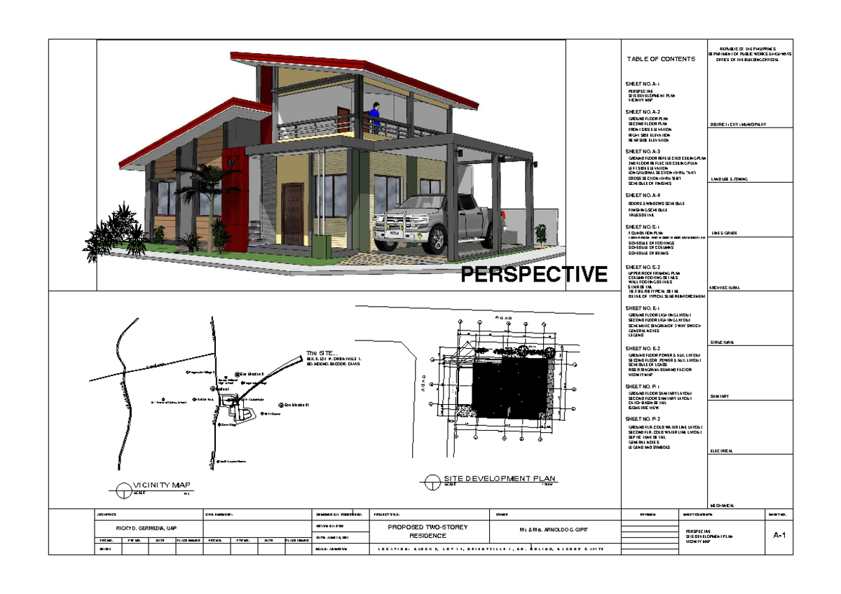 Site Development Plan and Elevations for Proposed Residence (CSANC 1 ...