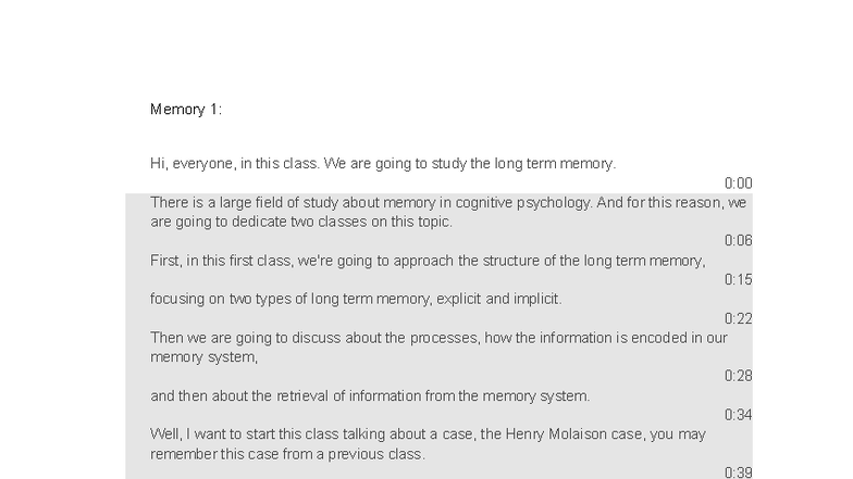 Cognitive Psychology: Long Term Memory Overview (PSYCH M3) - Studocu