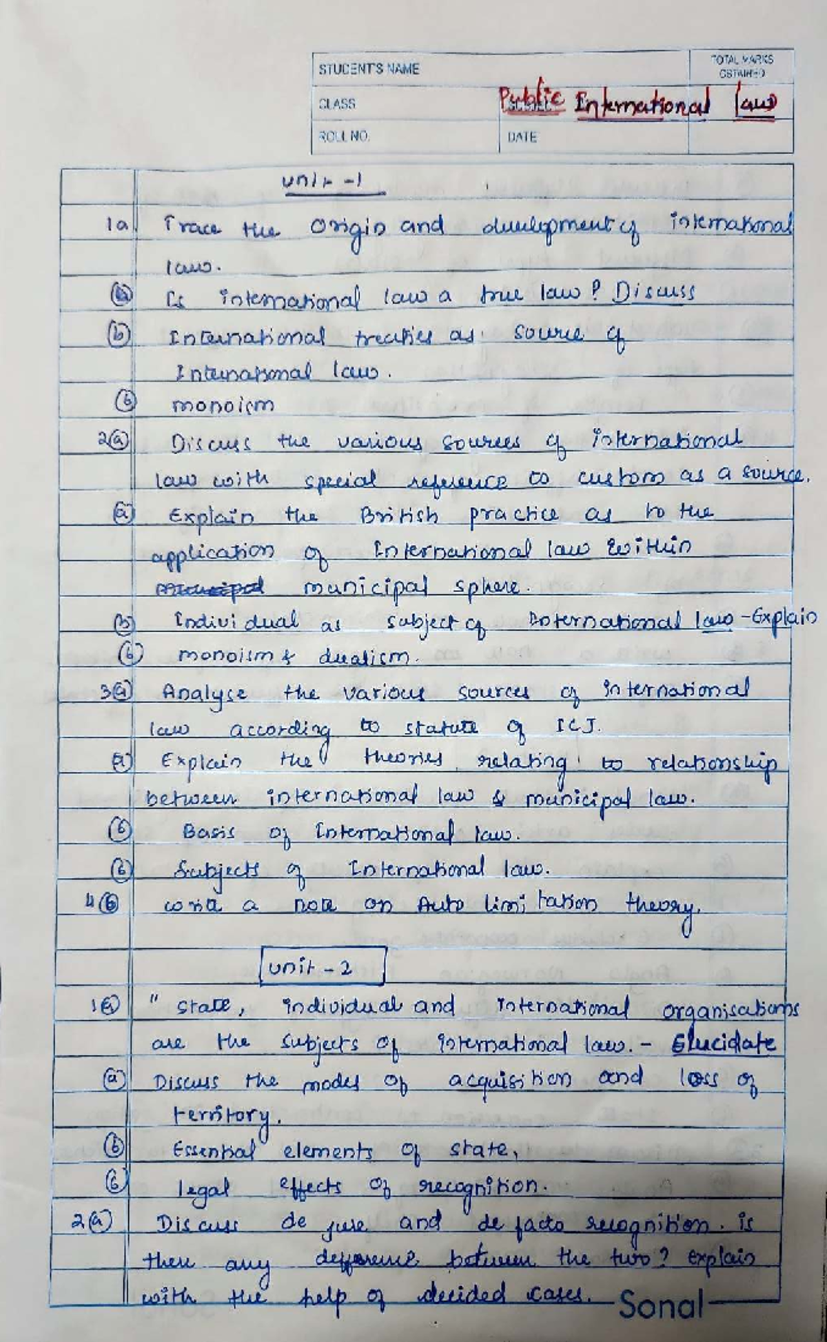 Public International Law: Total Marks and Analysis - Studocu