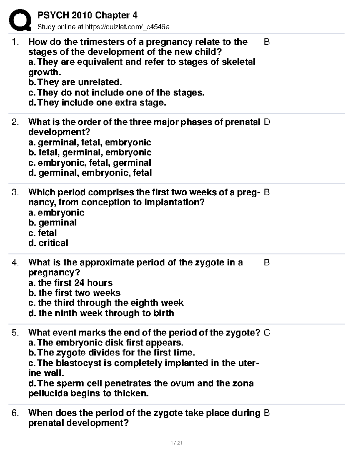 PSYCH 2010 Chapter 4 Study Guide: Prenatal Development Insights - Studocu