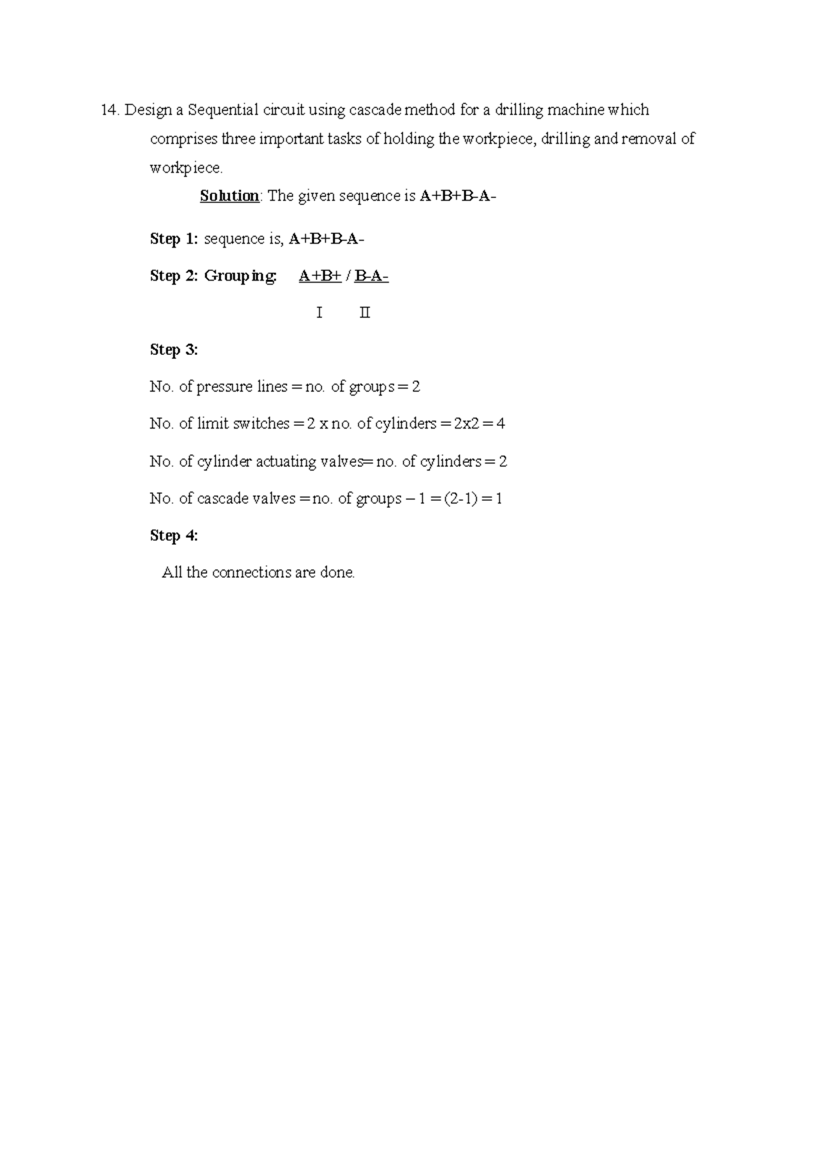 Designing a Sequential Circuit for a Drilling Machine - Cascade Method - Studocu