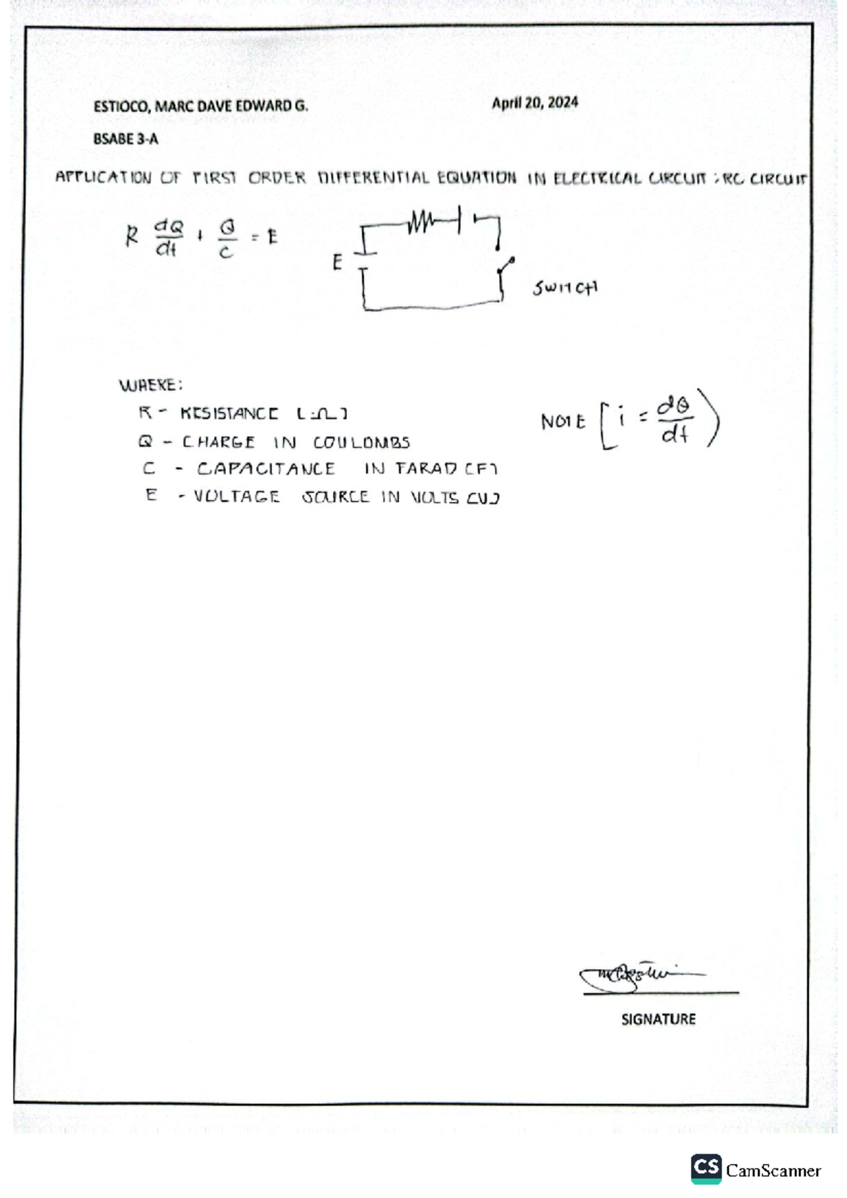 Application of First Order DE in Electrical Circuits (RC & RL) - Notes ...