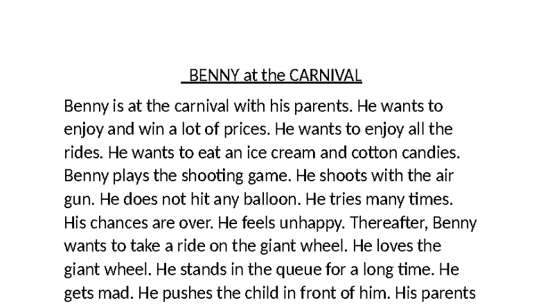 Benny at the Carnival - good - BENNY at the CARNIVAL Benny is at the ...