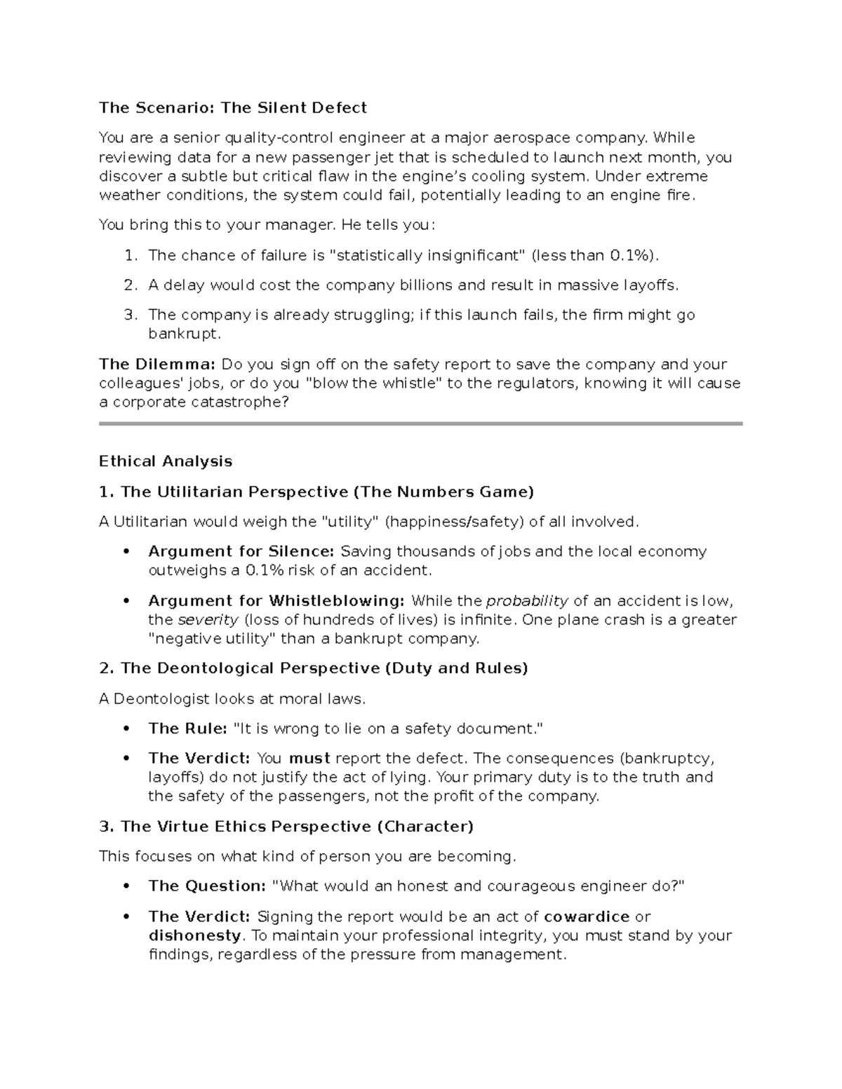 Case Study 2: Ethical Dilemma in Aerospace Engineering - Studocu