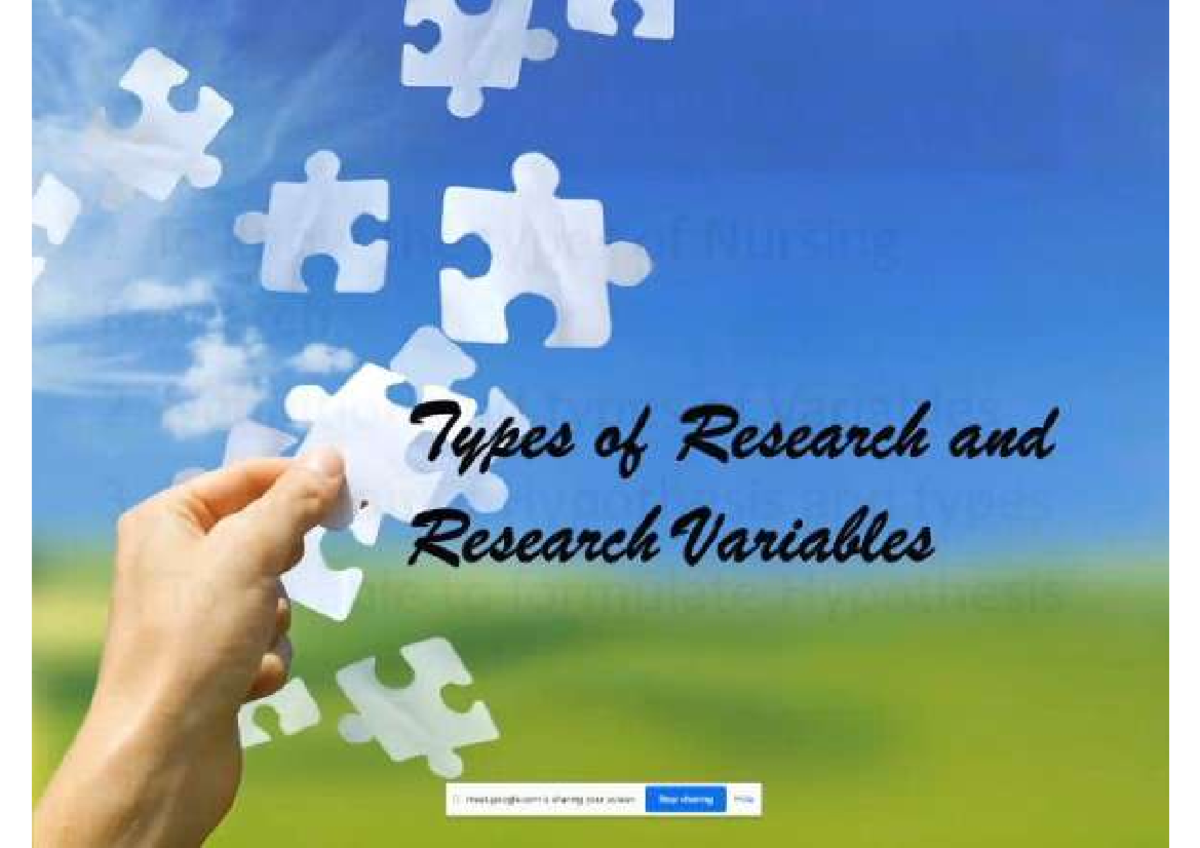 NUR 101: Types of Research, Variables, and Hypothesis Formulation - Studocu