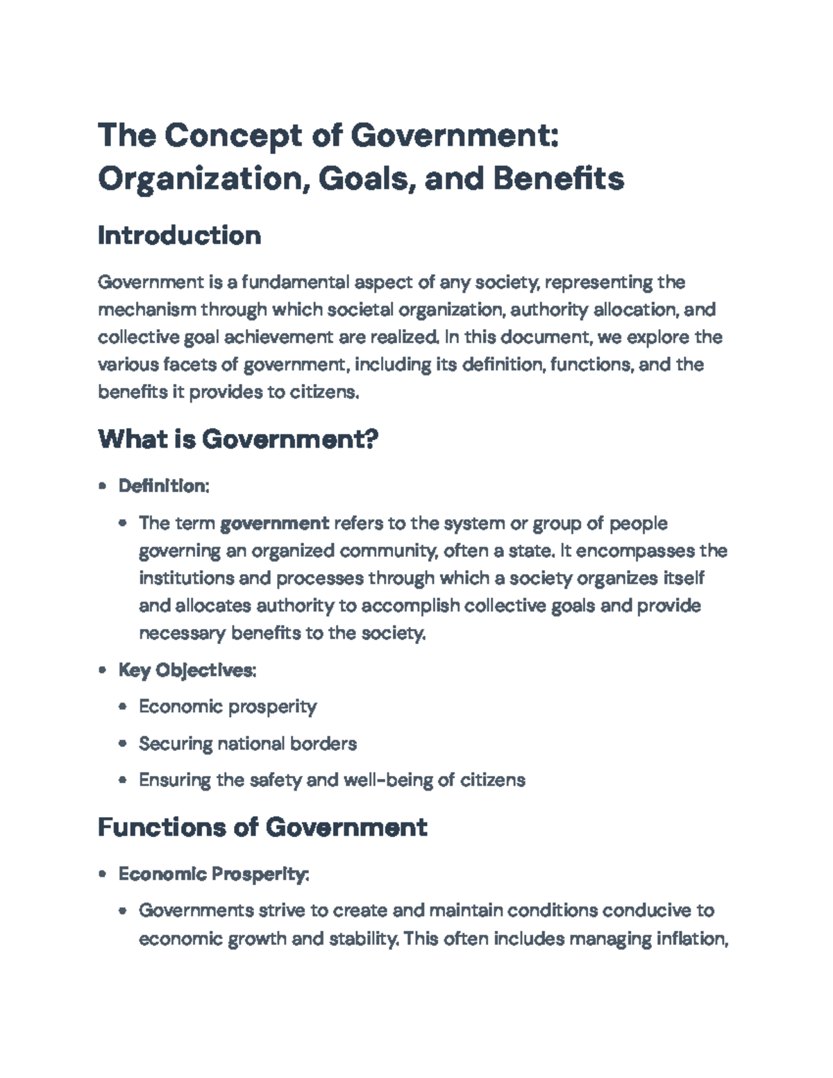 Introduction to Government: Organization, Functions & Benefits Overview ...