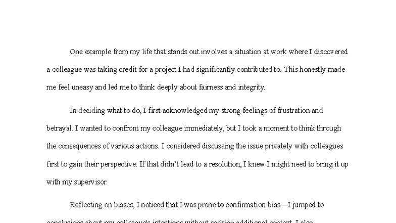 One example - your welcome - One example from my life that stands out ...