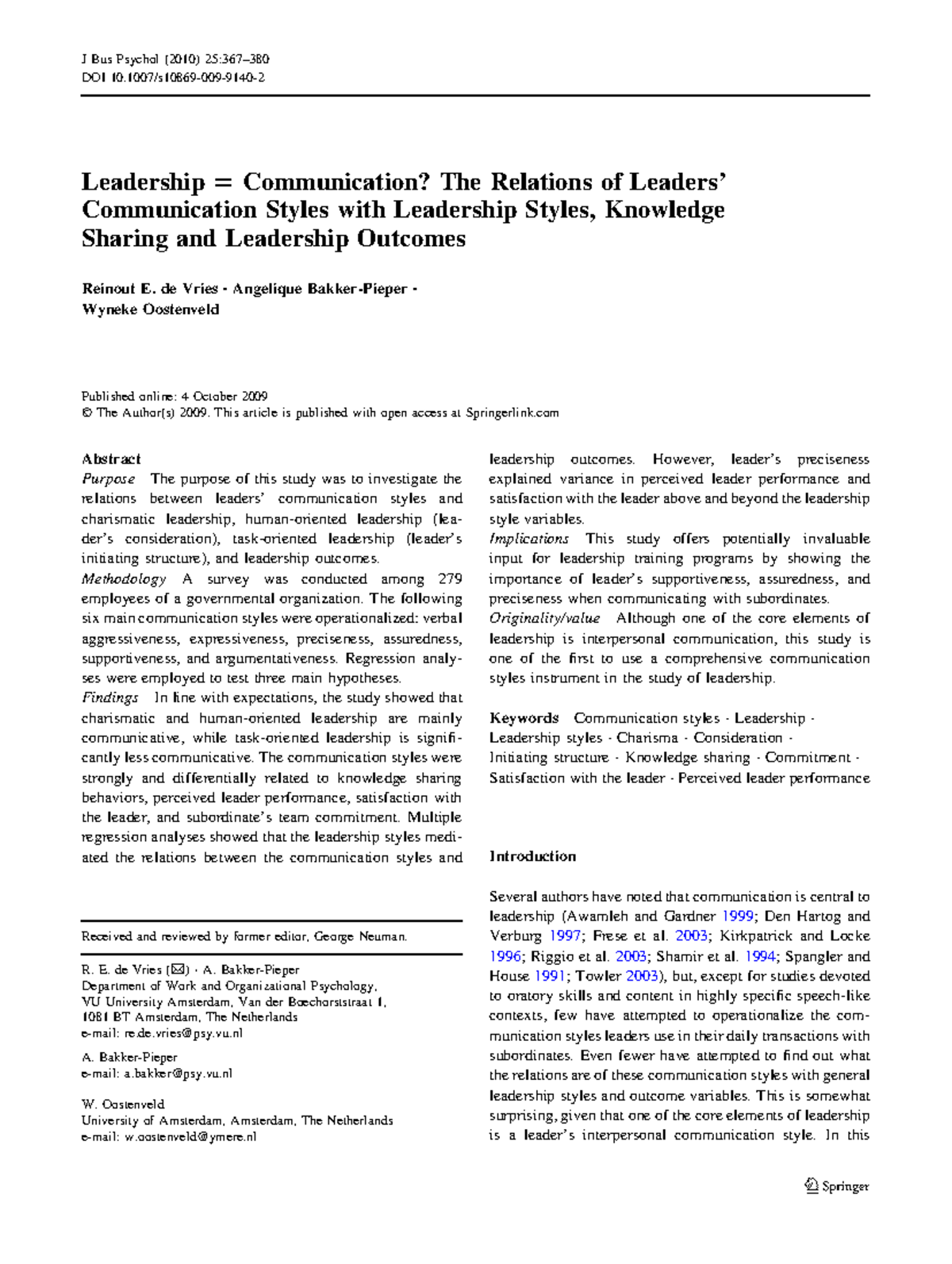 Leadership Equals Communication - Leadership 5 Communication? The ...