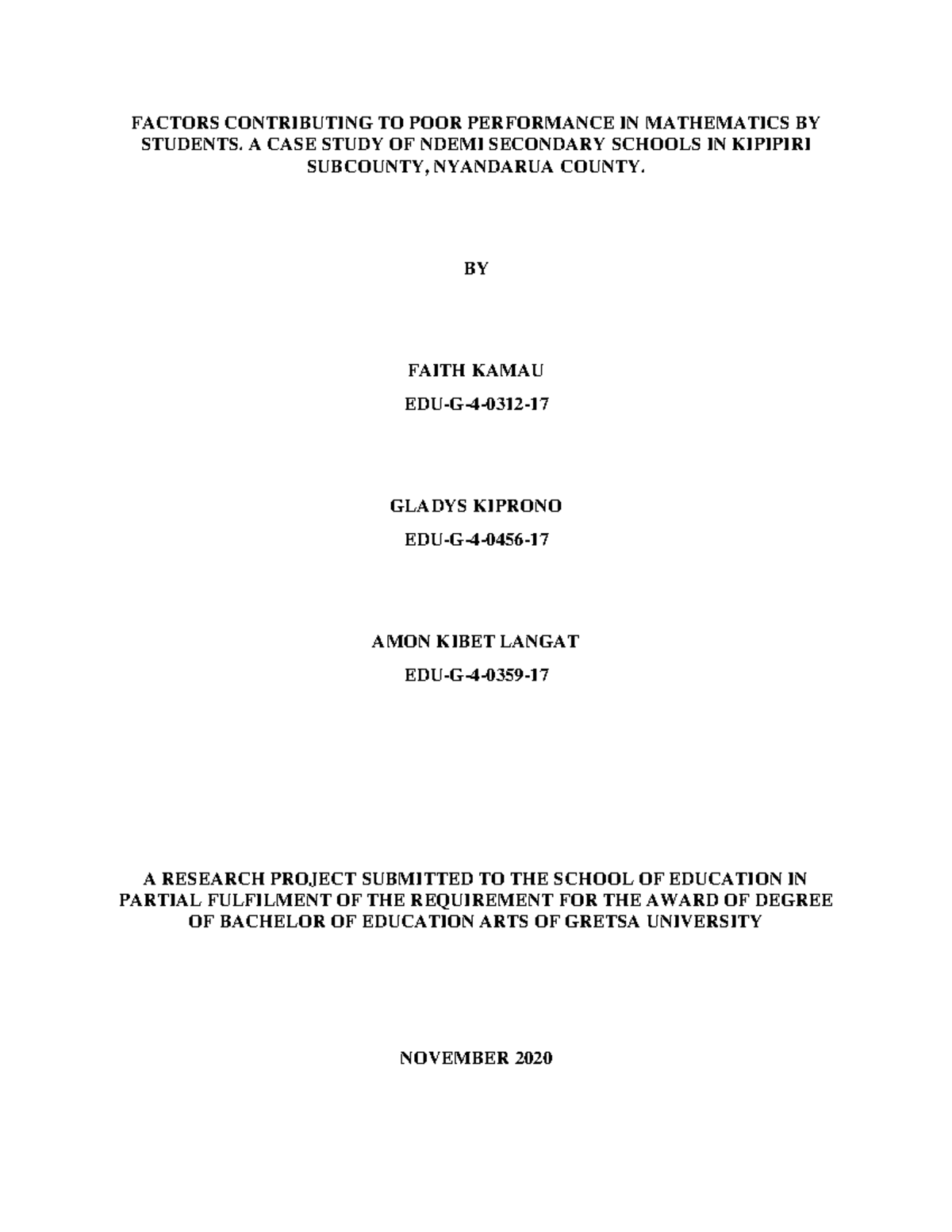 EDU-G-4-0312: Factors Influencing Poor Math Performance in Kipipiri ...