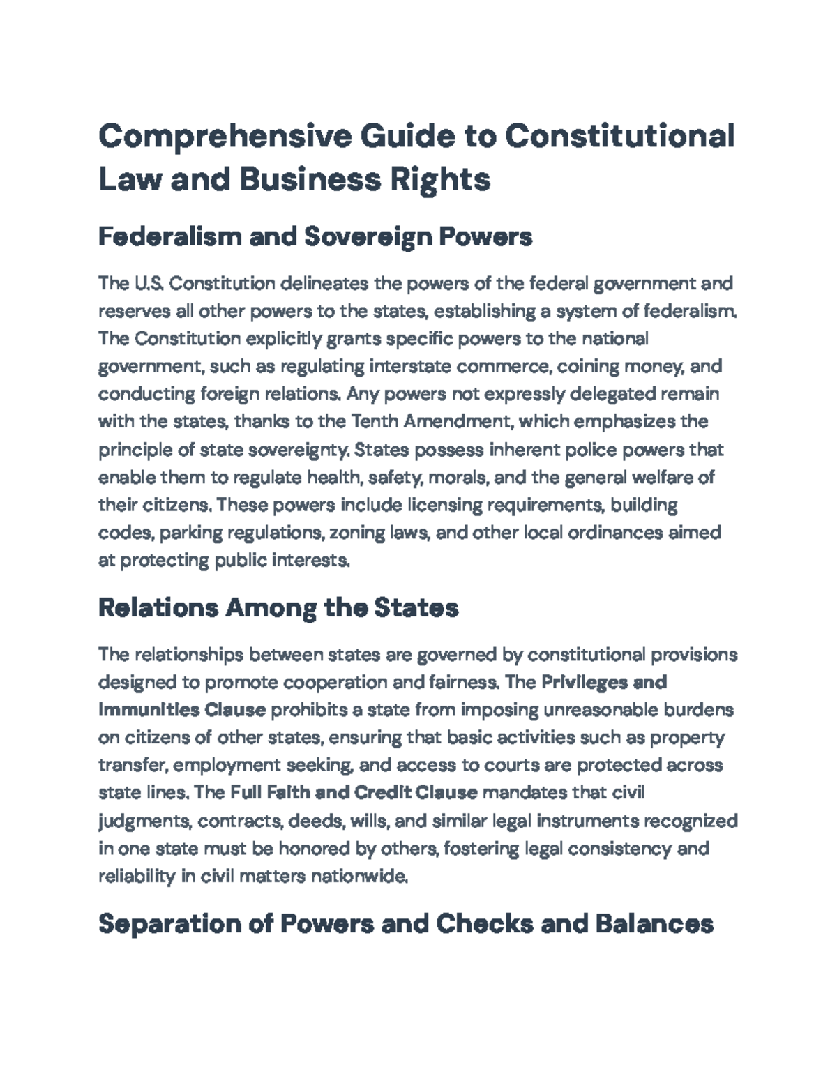 Comprehensive Overview of Constitutional Law: Business Rights ...