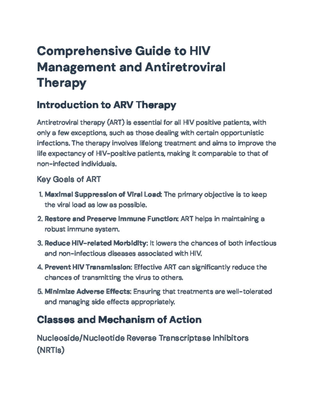 HIV Management & Antiretroviral Therapy: A Comprehensive Guide - Studocu