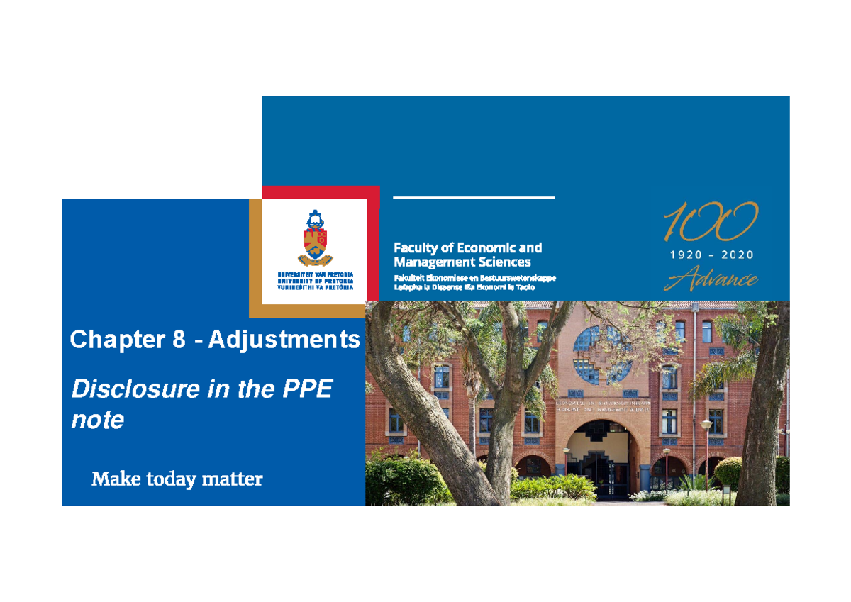FRK 111 Chapter 8 - PPE note - Chapter 8 - Adjustments Disclosure in ...