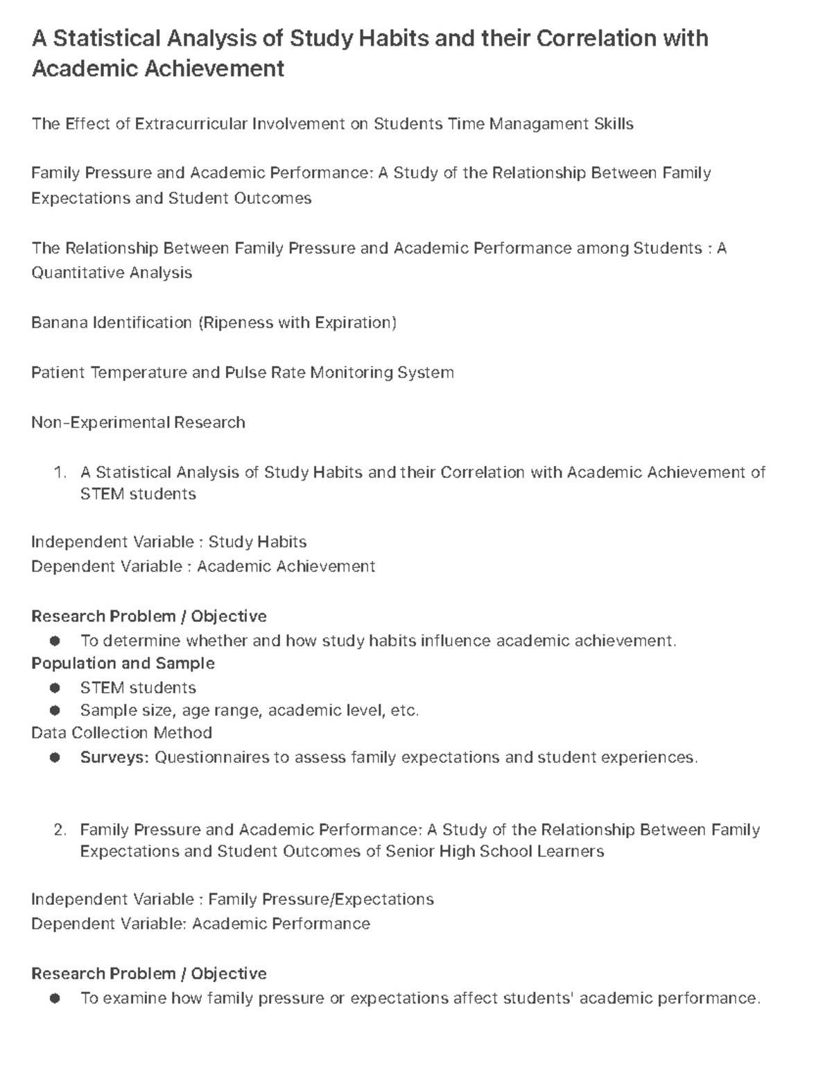 Statistical Analysis of Study Habits & Family Pressure on Academic ...